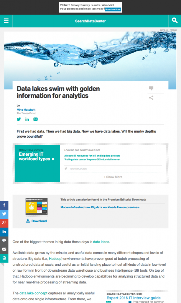 Data lakes swim with golden information for analytics – Small World Big ...